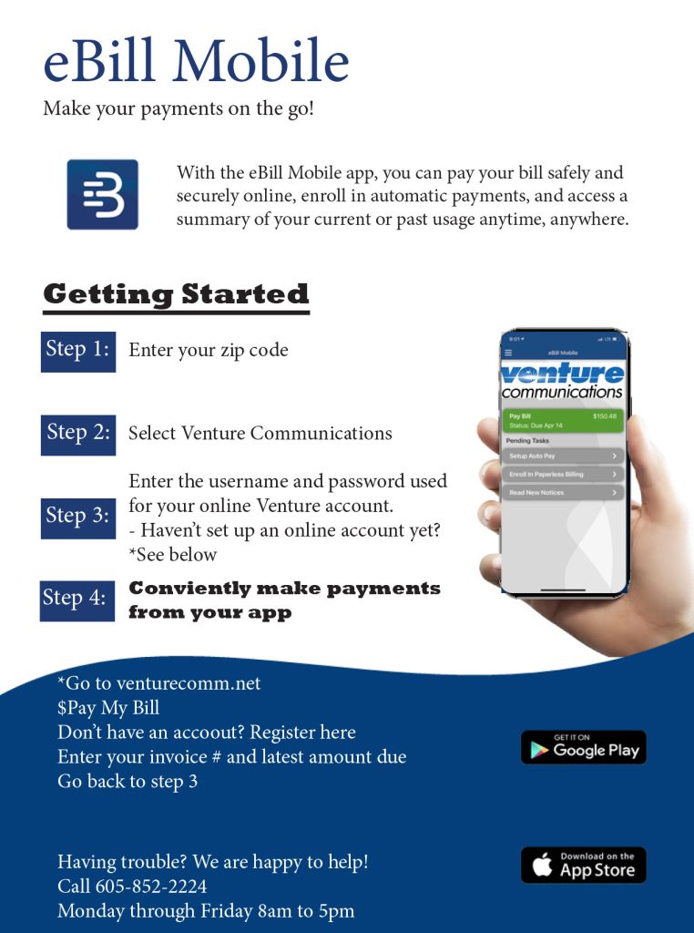 EBILL APP SET UP GUIDE - Venture Communications